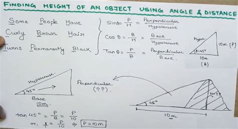 height and distance calculation with formula and example
