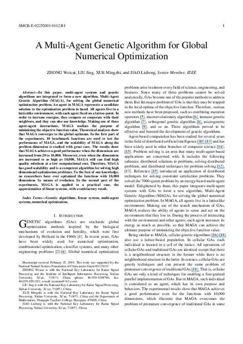 Pdf A Multiagent Genetic Algorithm For Global Numerical Optimization