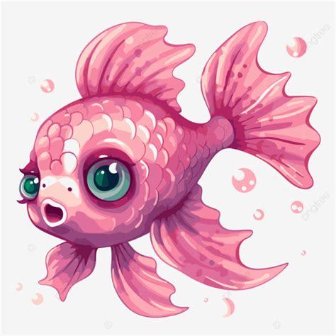 분홍색 물고기 벡터 스티커 클립 아트 흰색 거품과 금박 만화와 함께 사랑스러운 핑크 물고기 상표 클립 아트 Png 일러스트 및 벡터 에 대한 무료 다운로드 Pngtree
