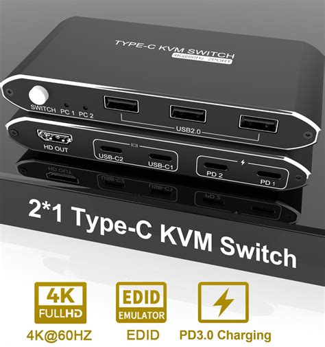 Years OEM Factory Port Type C Kvm Switch K Hz Multi USB X HDMI Kvm Switch Kvm