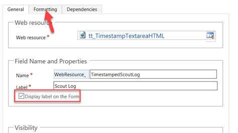 How To Build An Html Web Resource On Entity Form To Use As Log