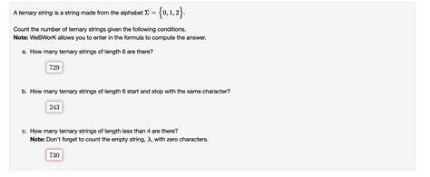 Solved A Ternary String Is A String Made From The Alphabet Chegg