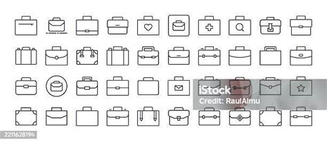 서류 가방 얇은 아이콘의 번들입니다 편집 가능한 스트로크 웹 사이트 책 카드 앱에 적합 가방에 대한 스톡 벡터 아트 및 기타 이미지 Istock