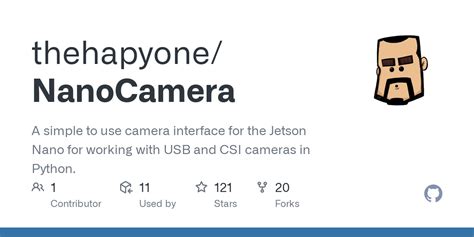 Github Thehapyone Nanocamera A Simple To Use Camera Interface For The Jetson Nano For Working