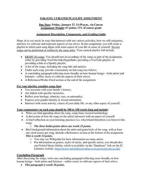 Curated Playlist Assignment Folk E151 Curated Playlist Assignment