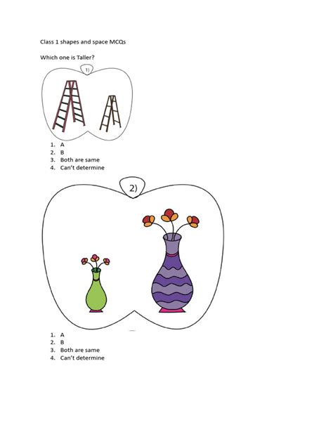 Class 1 Shapes And Space Mcqs Pdf