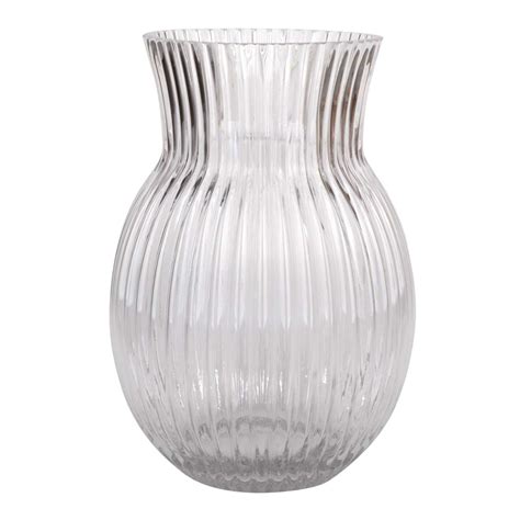 Laila Ali Clear Fluted Ribbed Glass Vase 12