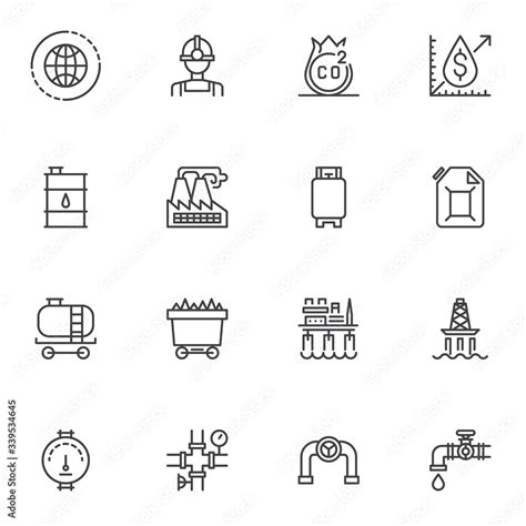 Vector De Stock Oil And Gas Industry Line Icons Set Linear Style Symbols Collection Outline