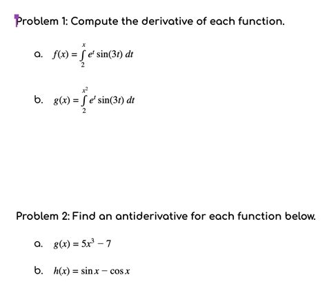 Solved Problem 1 Compute The Derivative Of Each Function X