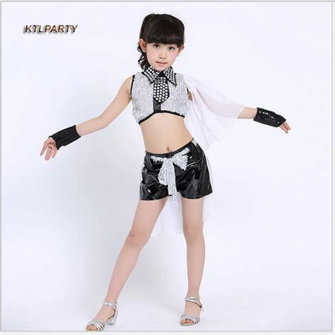 Детская одежда для джазовых танцев; Цвет серебристый, черный; Одежда ...