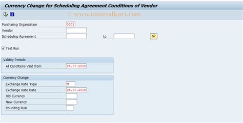 MEKLE SAP Tcode Currency Change Schedule Agreements