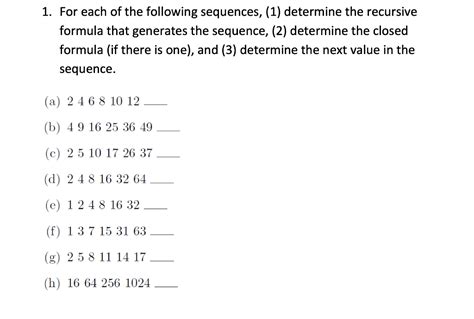 Solved For Each Of The Following Sequences Determine Chegg