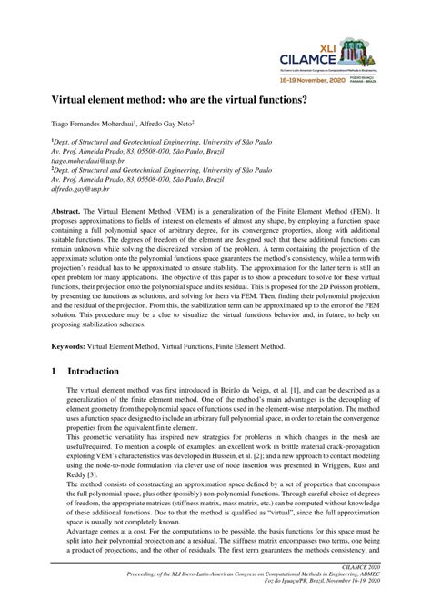 Pdf Virtual Element Method Who Are The Virtual Functions