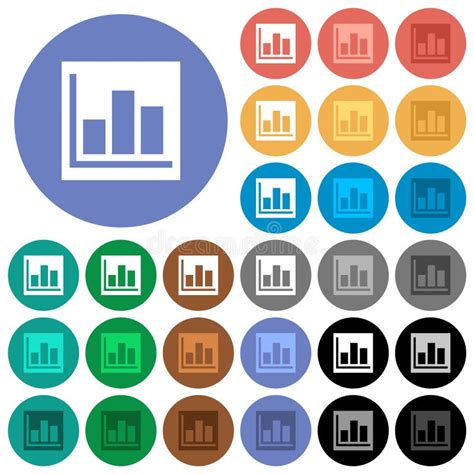 Bar Graph Statistics Solid Round Flat Multi Colored Icons Stock Vector