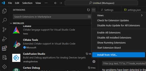 Install Extensions CodeFusion Studio
