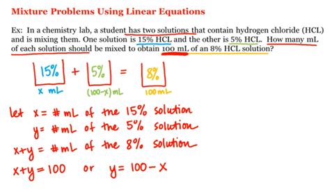 Math 1a 1b Pre Calculus Mixture Problems Using Linear Equations Uc Irvine Uci Open
