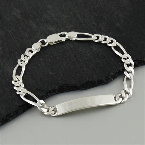 8 Figaro Link Id Bracelet Sterling Silver Fashionjunkie4life