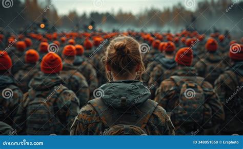 A Collection Of Soldiers Military Uniforms Were In This Large And Diverse Crowd Representing A