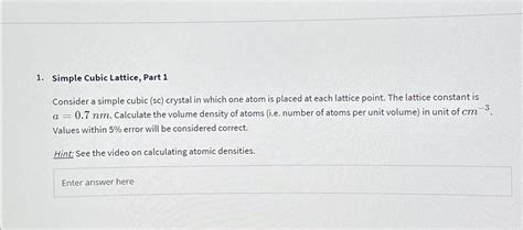 solved simple cubic lattice part 1consider a simple cubic