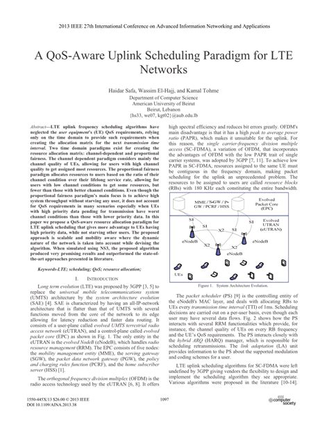 Pdf A Qos Aware Uplink Scheduling Paradigm For Lte Networks
