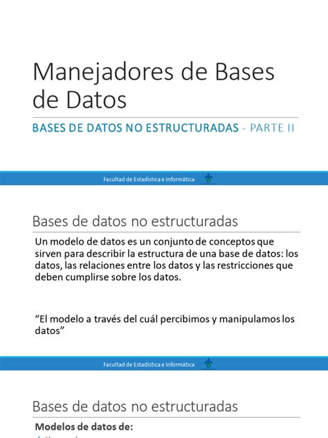 clase basesdedatosnoestructuradas ii pdf bases de datos no sql