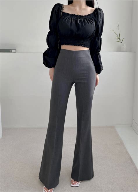 기모 겨울 버전 쫀쫀 하이웨스트 부츠컷 슬랙스 팬츠 4col 옆지퍼 롱다리 슬림핏 바지 세미 여성정장 에이블리