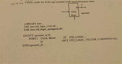 Solved Vhdl Code For 4 Bit Up Counter With Asynchronous
