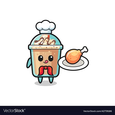 Milkshake Fried Chicken Chef Cartoon Character Vector Image