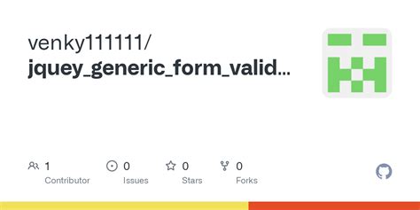 Github Venky111111jqueygenericformvalidationtask 11