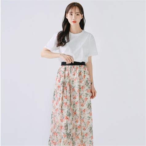 플라워 메이비굿 밴딩 여자꽃무늬스커트 여성치마 에이블리