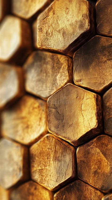 Golden Hexagonal Patterns Create A Stunning Visual Display Of Texture And Light In Intricate