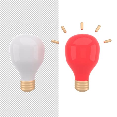 Premium Psd 3d Turning On And Off Light Bulb Icon Set Glowing