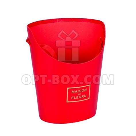 Коробка для цветов Maison 17 14 22см красная Подарочная упаковка оптом с доставкой по России