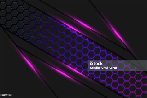 다크 네온 그라데이션 핑크 배경 디자인 현대 럭셔리 미래 기술 배경 벡터 일러스트와 겹쳐진 추상적인 핑크 라이트 육각형 패턴 0