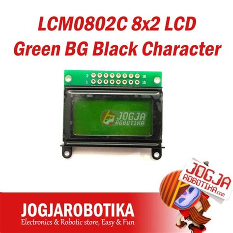 Jual LCD LCM 8x2 0802 LCM0802C Green Bue Color Backlight Background Black Character Warna Hijau