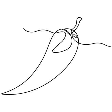 칠리 아이콘 연속 1 라인 드로잉 윤 터 일러스트레이션 프리미엄 벡터