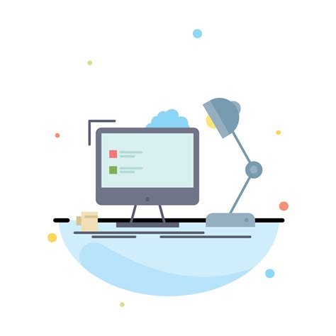 Workplace Workstation Office Lamp Computer Flat Color Icon Vector 13282305 Vector Art At Vecteezy