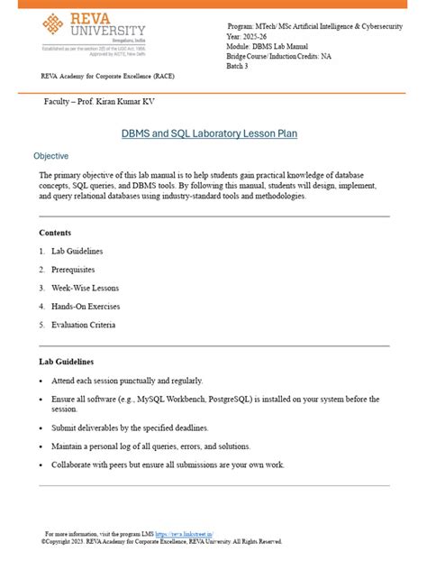 Dbms Lab 2025 Pdf Databases Relational Database