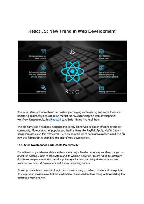 PPT React JS New Trend In Web Development PowerPoint Presentation Free Download ID 8241106