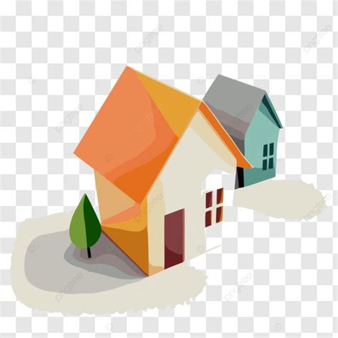 3d 집과 나무 스톡 비디오 및 로열티프리 이미지 벡터 흰색 배경에 집의 단순한 다채로운 아이콘 그림자 없음 작은 프레임 중앙 Png 일러스트 및 벡터 에 대한 무료