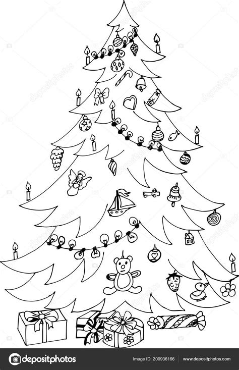 Christmas Tree Ts Freehand Sketch Drawing Adult Antistress Coloring Book Stock Vector Image