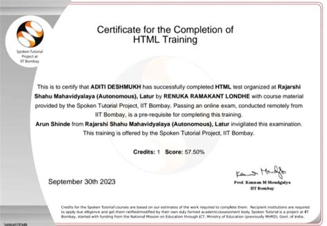 Aditi Deshmukh On Linkedin Hello Everyone I Have Successfully Completed My Html Course Which Was