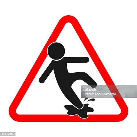 젖은 바닥 표지판 현대적인 둥근 스타일로 떨어지는 남자가있는 빨간색 검은 삼각형 주의 미끄러운 바닥 격리 된 벡터 일러스트 레이 션 떨어짐에 대한 스톡 벡터 아트 및 기타