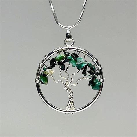 Emerald Tree Of Life Pendant With Free Chain Etsy
