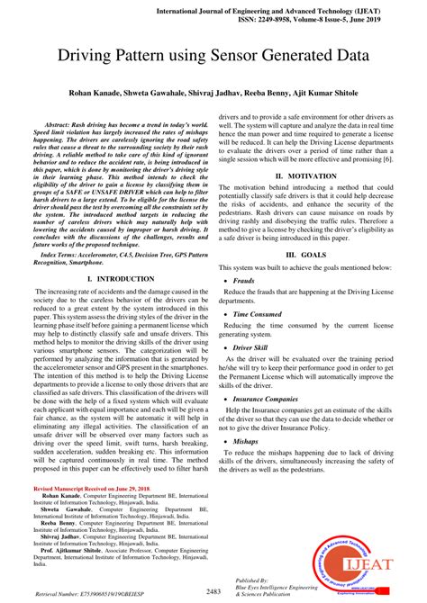 Pdf Driving Pattern Using Sensor Generated Data