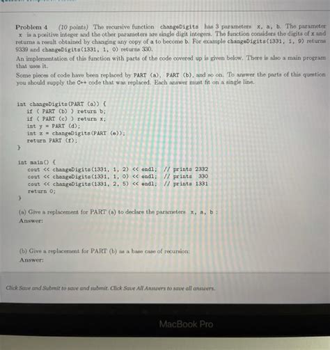 solved problem 4 10 points the recursive function