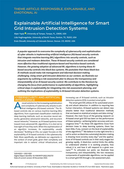 Pdf Explainable Artificial Intelligence For Smart Grid Intrusion Detection Systems