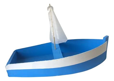 Barco Iemanjá 80cm Madeira Pura Reveillon Para Oferenda Azul Azul