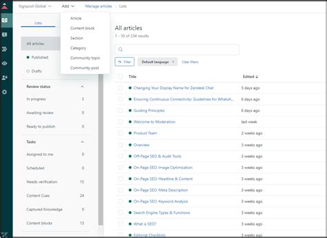 Addingediting Categories And Sections Signpost Global