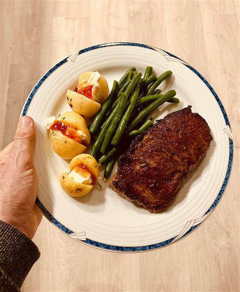 Homemade Steak Buttered Beans And Split Potatoes With A Little Sour